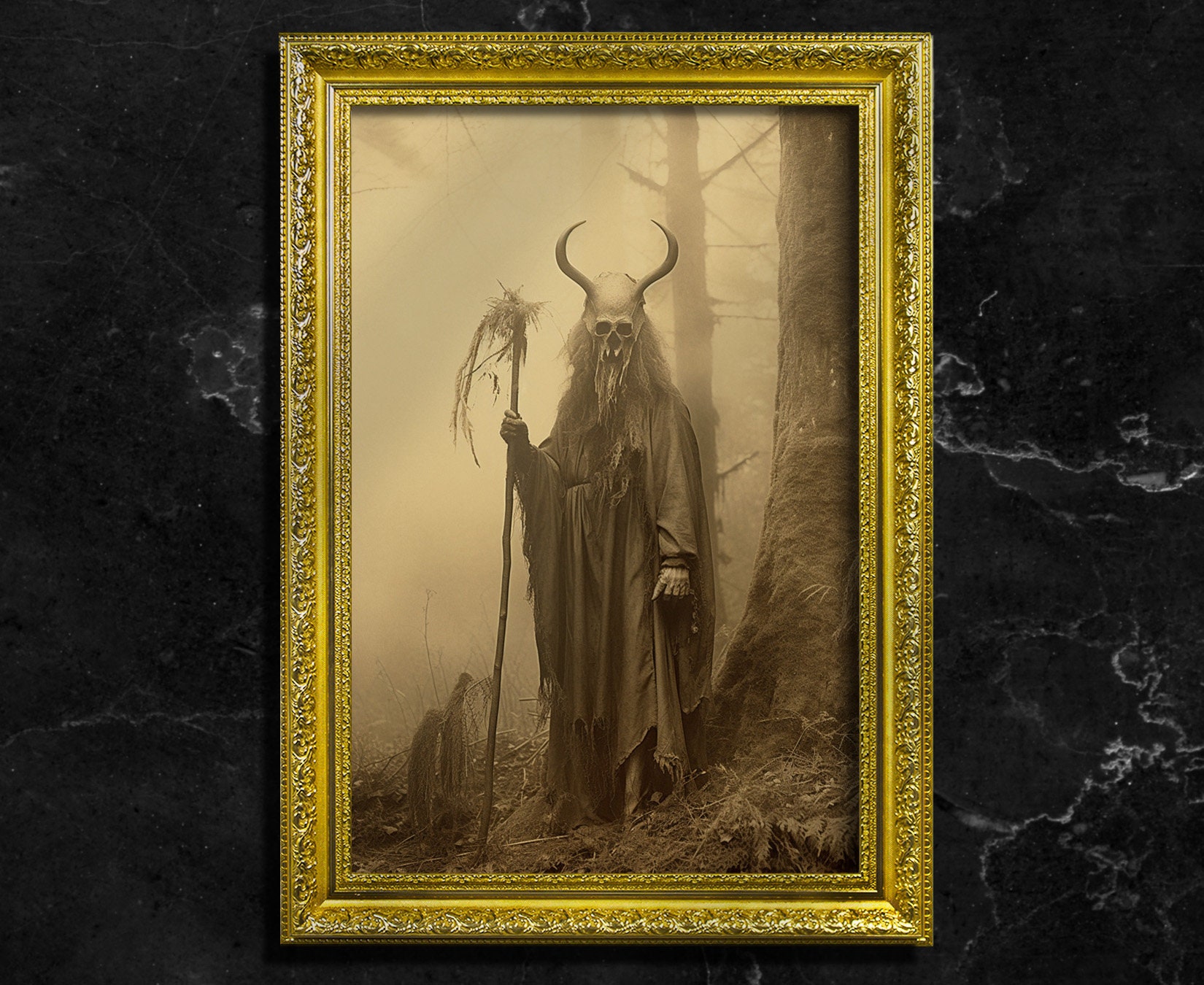 Druid of the Forest, Vintage Photography Art Style Poster Print, Dark ...