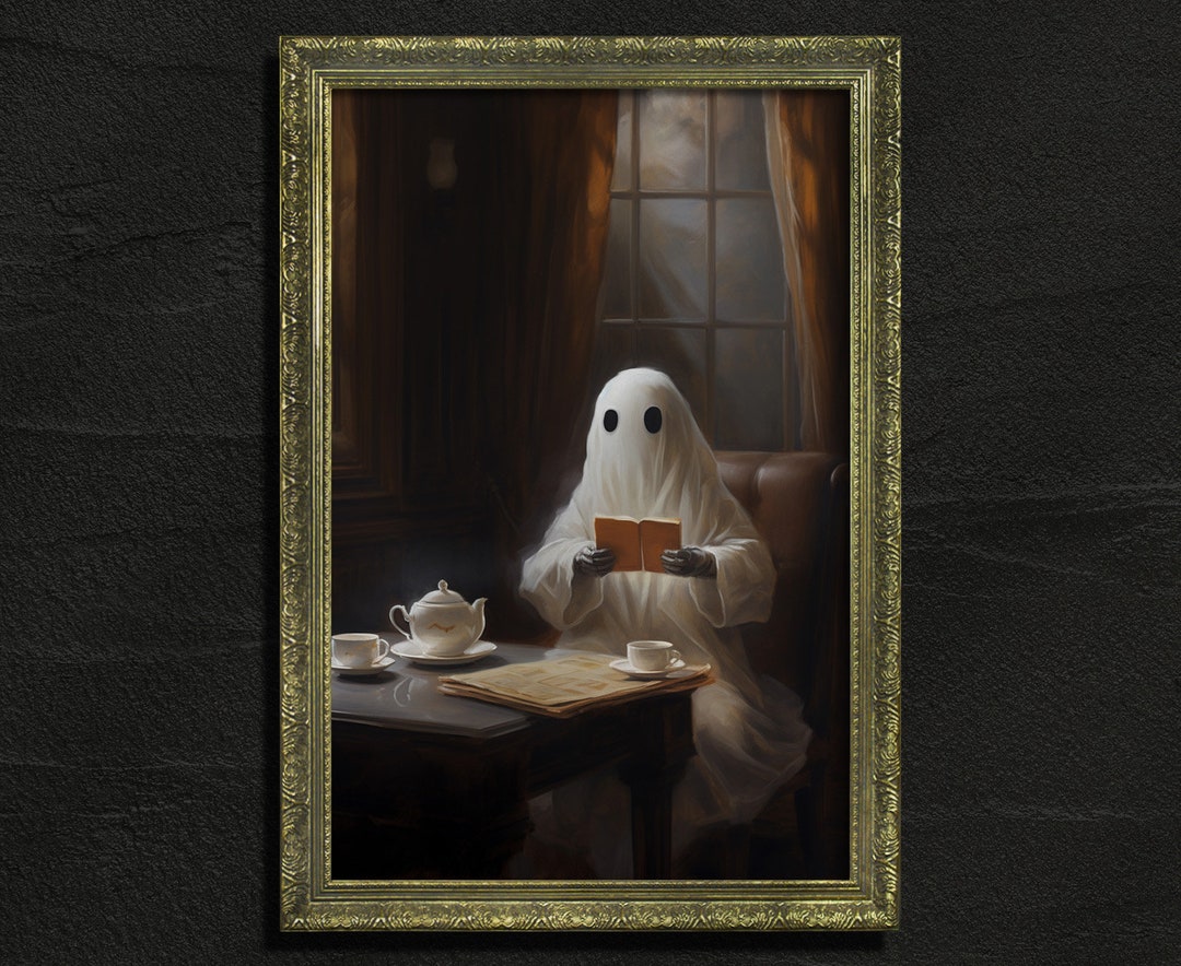 Ghost Reading a Book, Vintage Fine Art Print, Art Poster Print, Dark ...