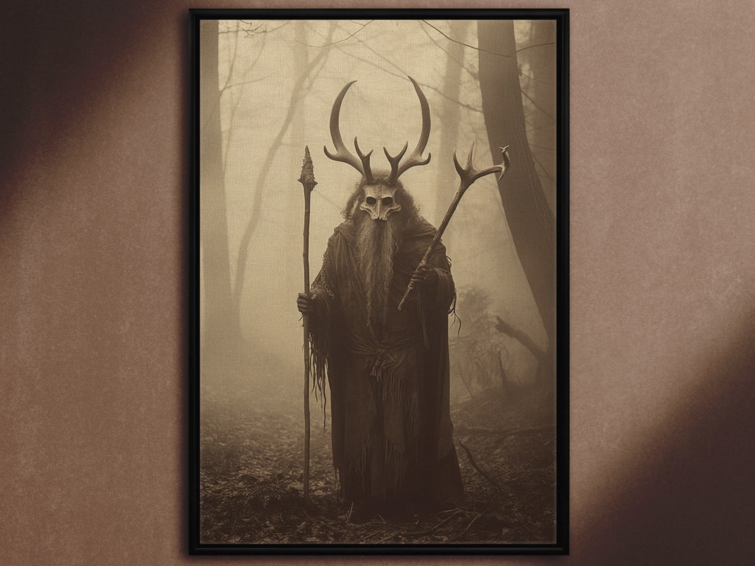 Forest Warlock, Vintage Photography Art Style Print on Canvas, Dark ...