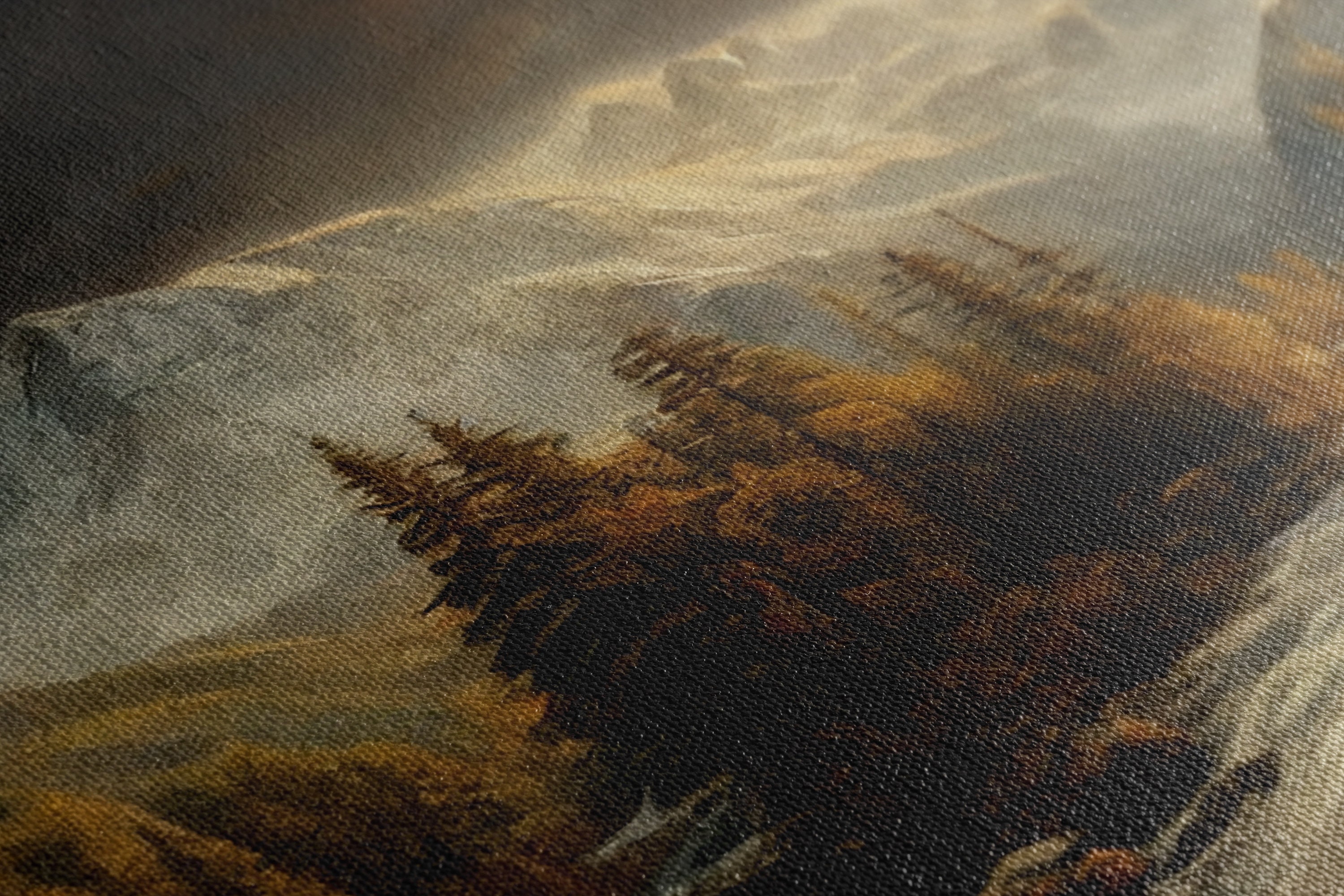 Defiant Shadow, Framed Original Landscape Oil Painting Print on Canvas ...