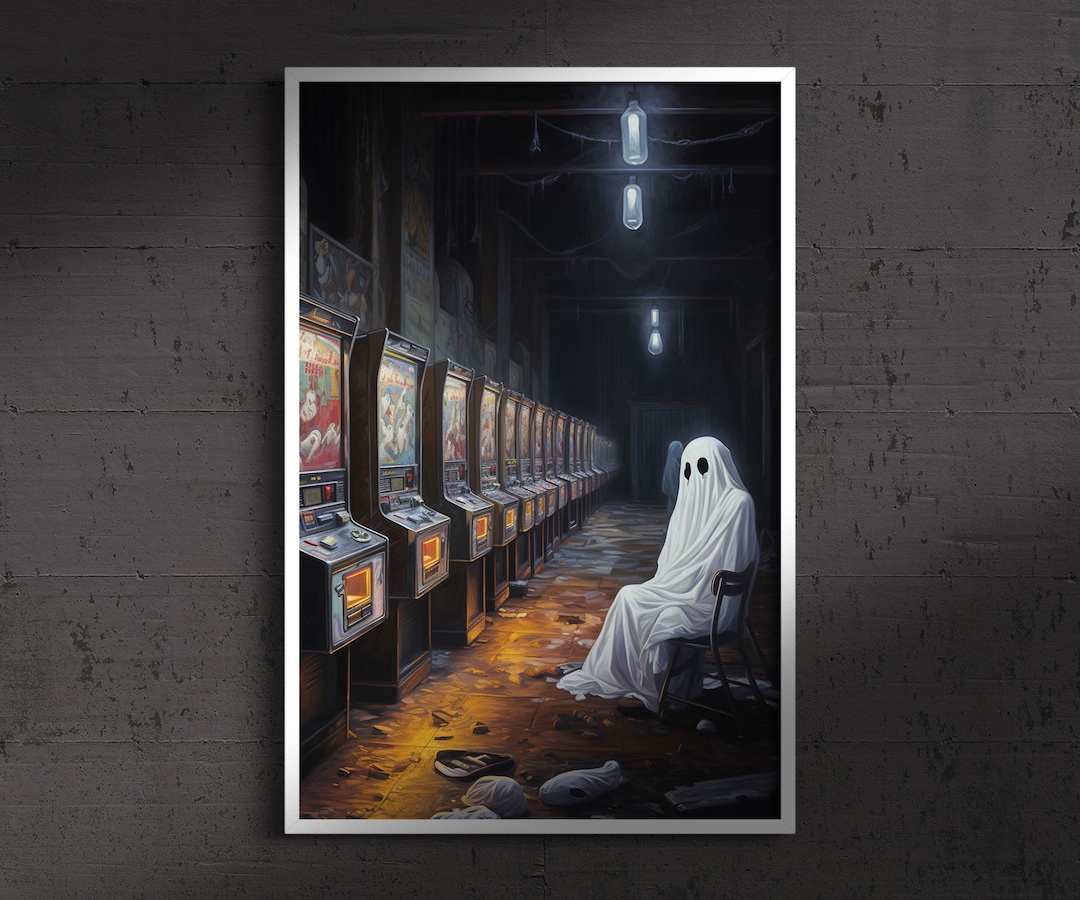 Ghost in an Abandoned Arcade, Nostalgia, Art Poster Print, Dark ...