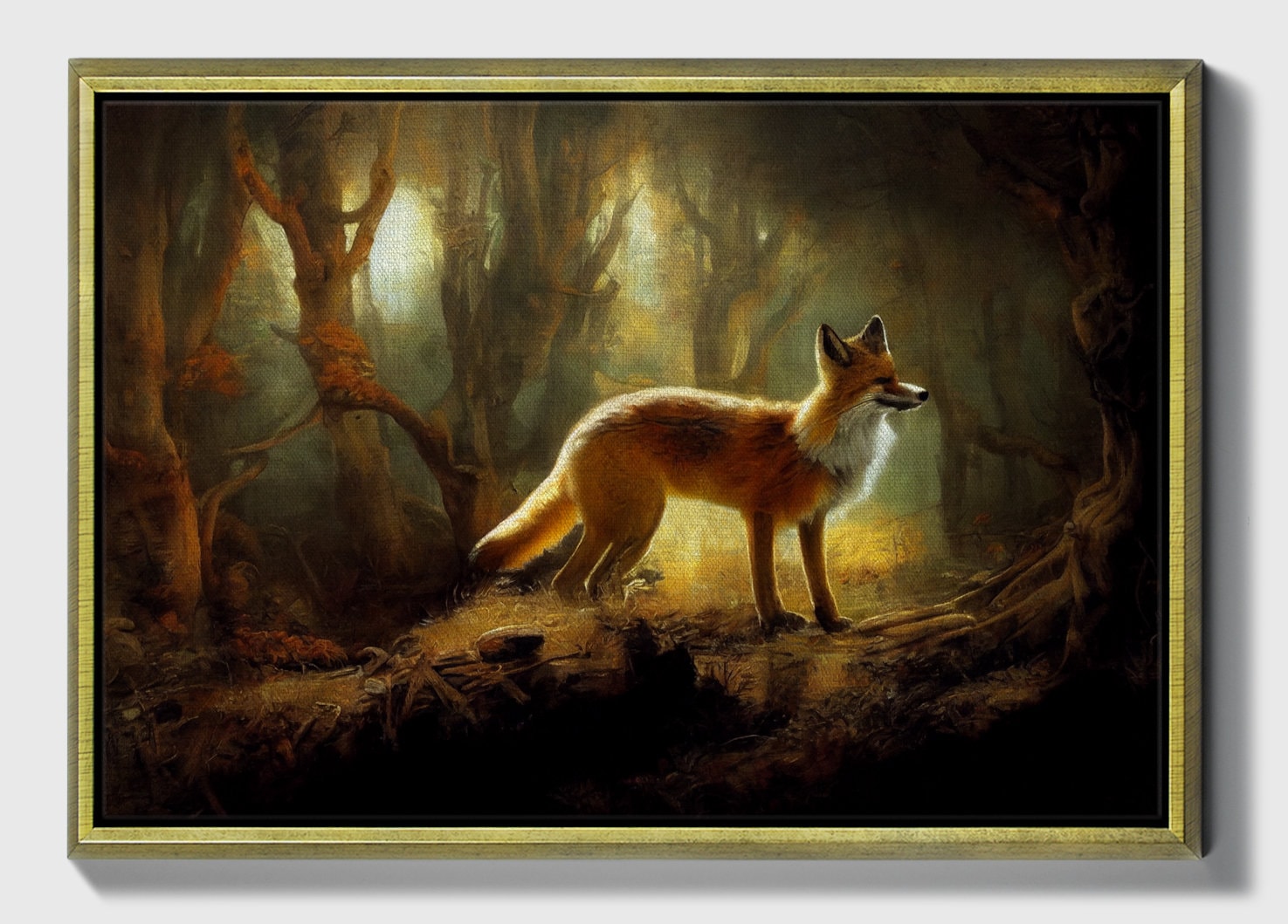 The Fox, Framed Original Oil Painting Print on Canvas in Gold Frame - Etsy