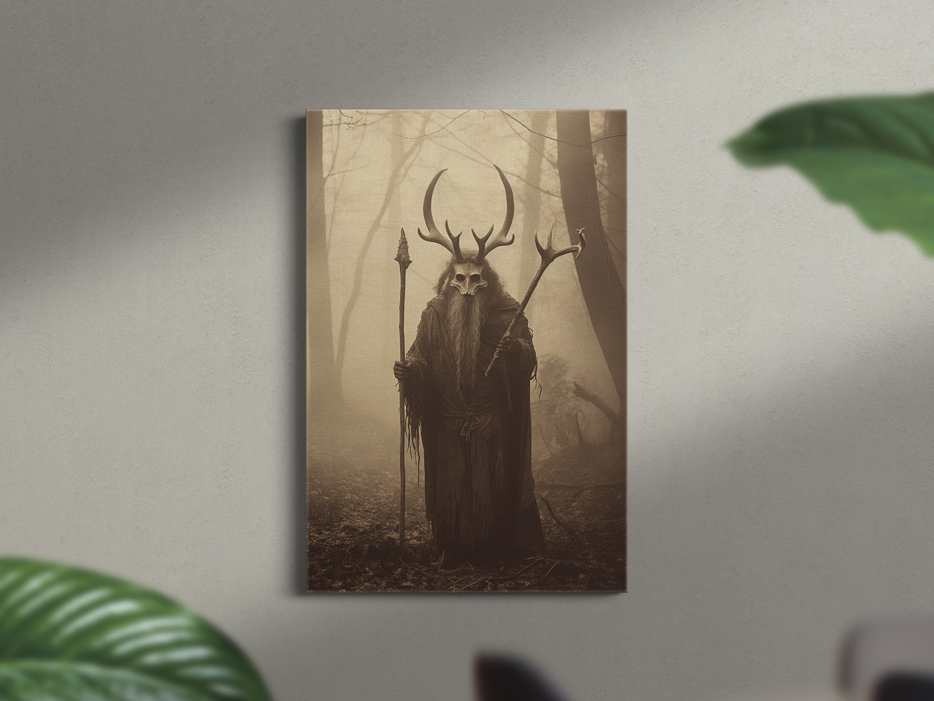 Forest Warlock, Vintage Photography Art Style Print on Canvas, Dark ...