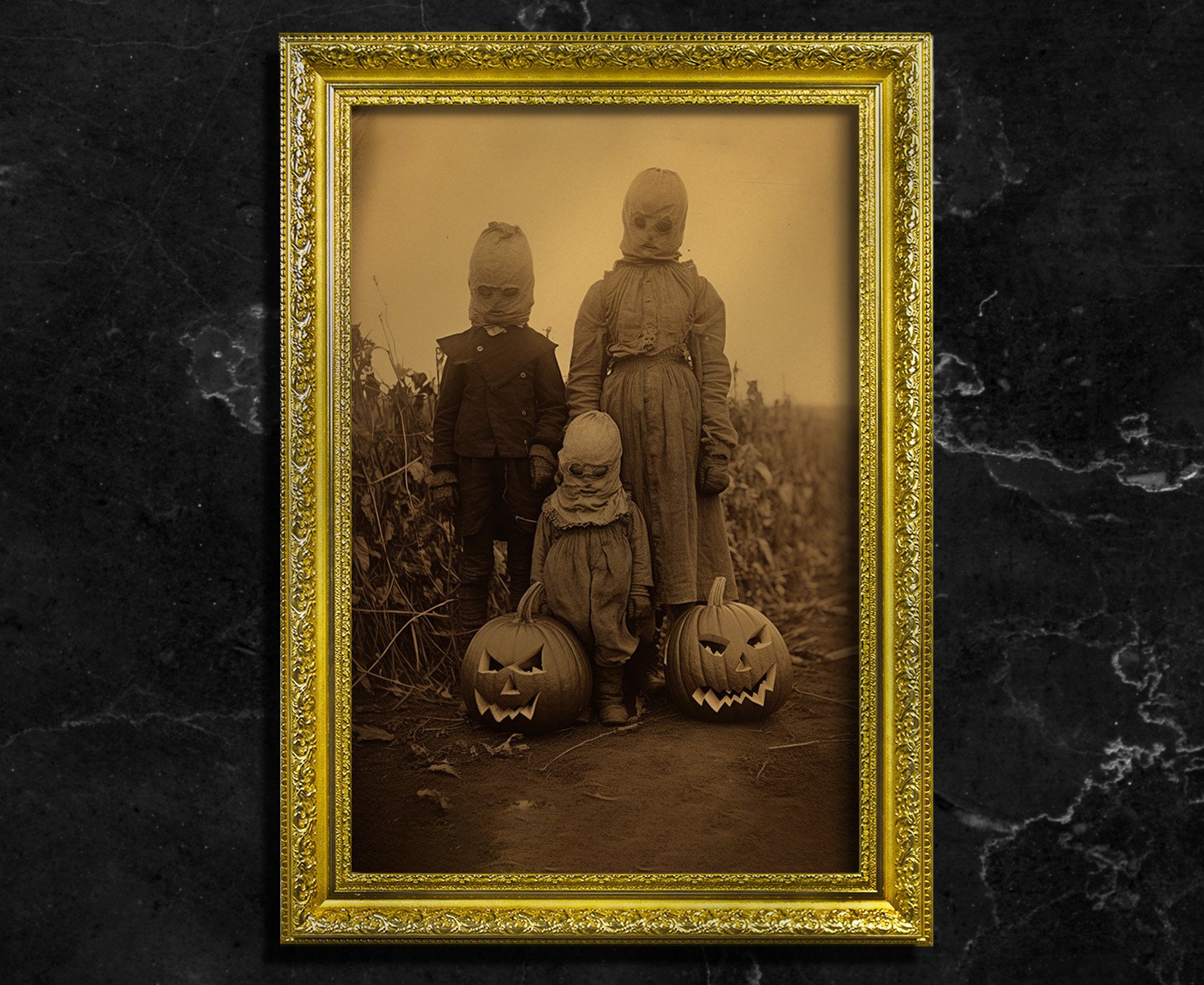 Pumpkin Posse, Vintage Photo Art Style Print, Dark Academia, Gothic ...