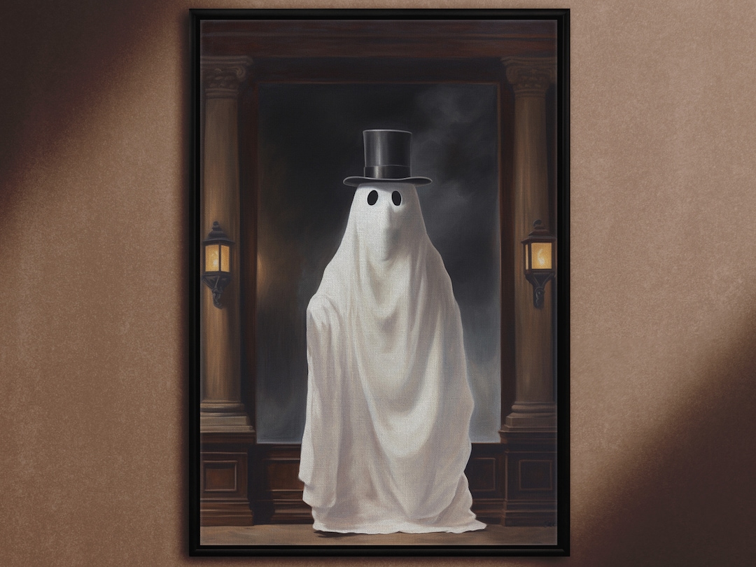 Ghost Banker, Oil Painting Art Style Print on Canvas, Dark Academia ...