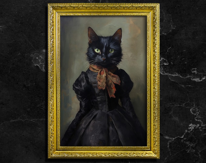 Cat Cult Victorian Wall Art Poster, Vintage Animal Gothic Wall Art ...