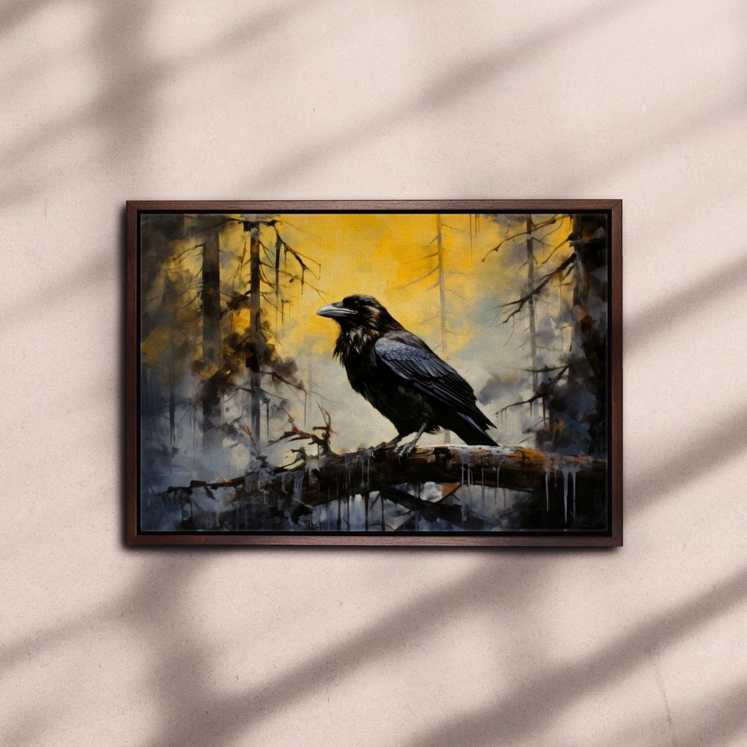 Forest Watcher, Raven Oil Painting Print on Canvas or Fine Art Paper ...