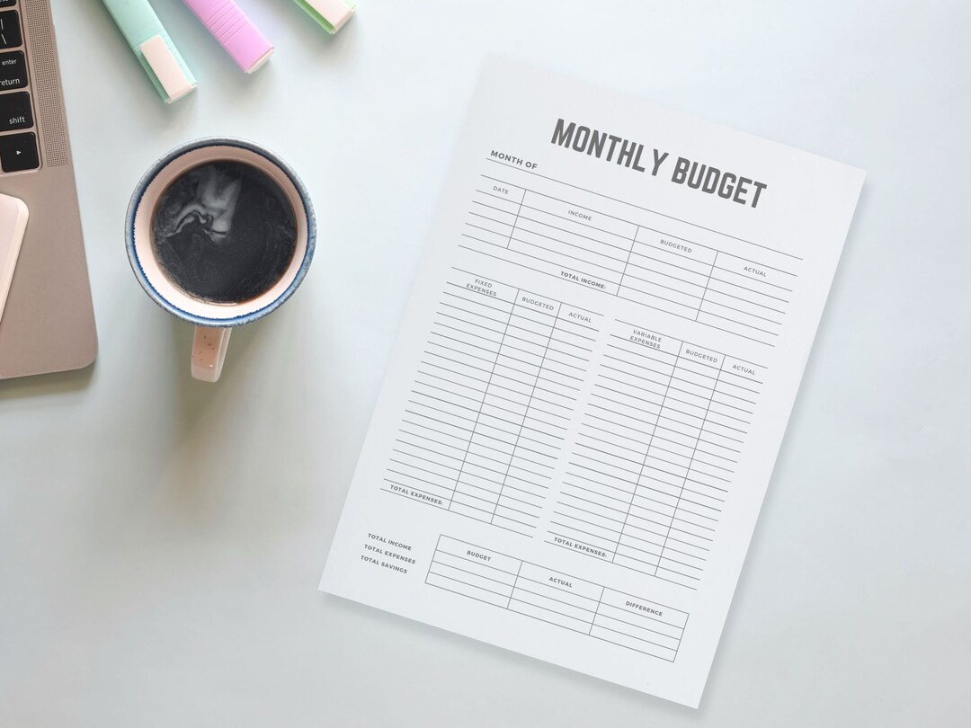 Printable Monthly Budget Digital Download - Etsy