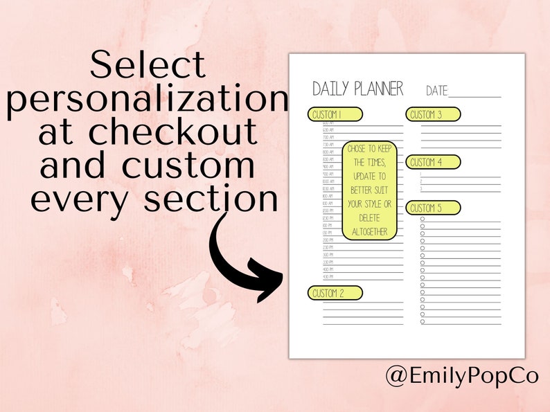 Custom Daily Planner Printable Digital Download Printable Customizable ...
