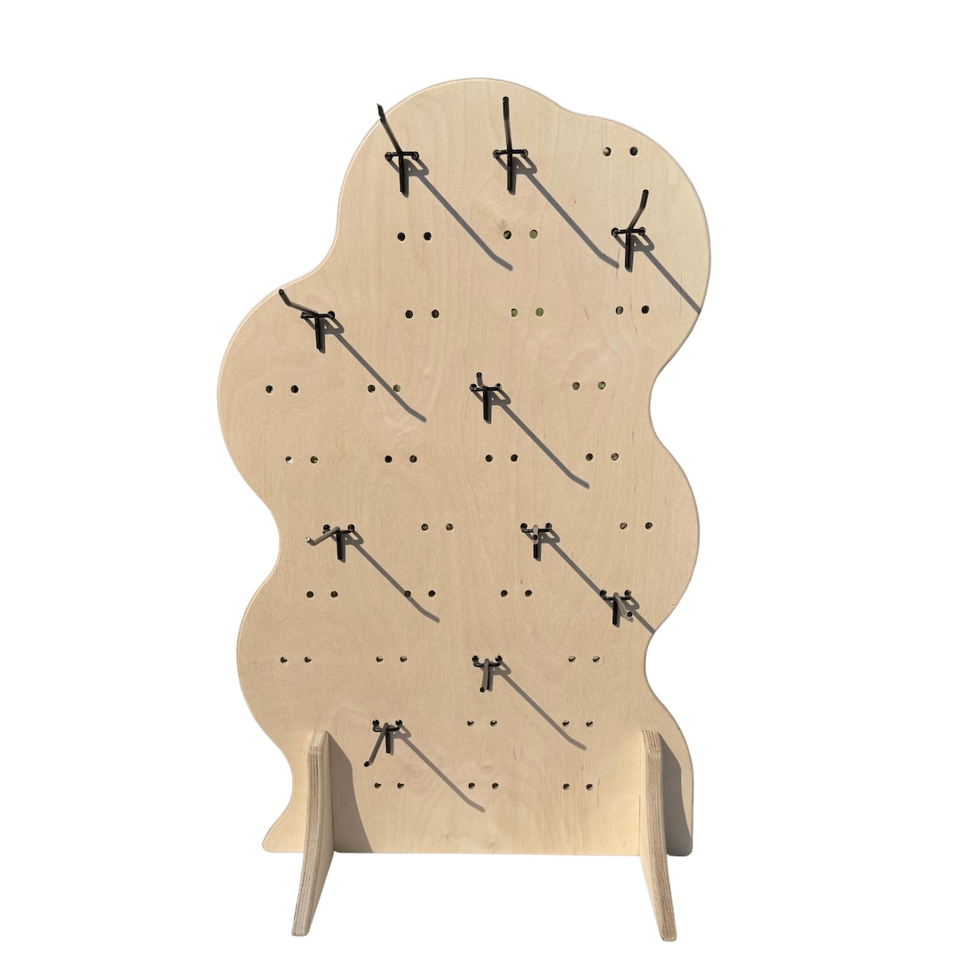 Asymmetrical Wavy Collapsible Wooden Pegboard Display Stand + Metal ...