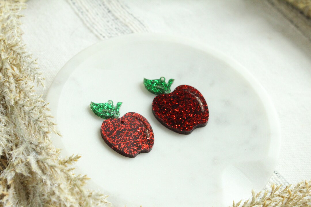 Red Apple Glitter Acrylic Earring Pieces 3 Pairs Teacher Gift Teacher ...