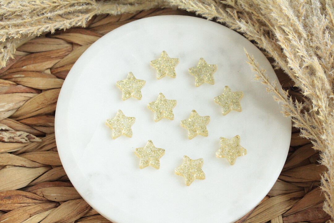 Gold Acrylic Star Earrings Connectors Set of 10 Gold Glitter Acrylic ...