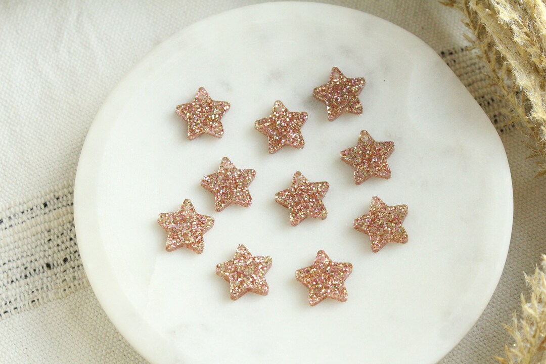 ROSE Gold Acrylic Star Earrings Connectors Set of 10 Rose Gold Glitter ...