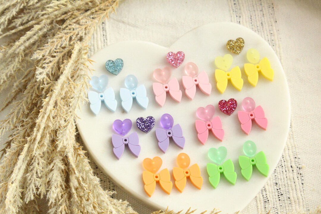 Mini Cute Coquette Bow Earrings Spring and Summer Fun Colorful Bow ...
