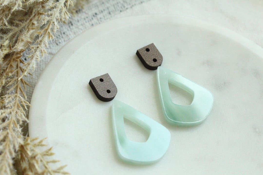 Emerald Quartz Geometric Neutral Tone Acrylic Earring Pieces Earring ...
