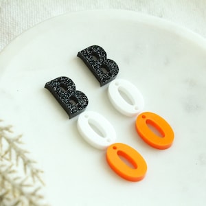 BOO Halloween Black Glitter and Metallic Orange Acrylic Blank Pieces ...