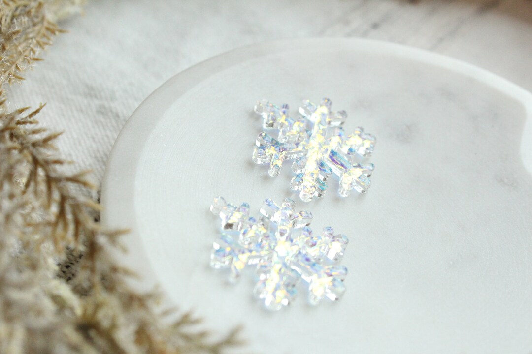 Iridescent Snowflake Charms Large Size for Hoops Color Shifting ...