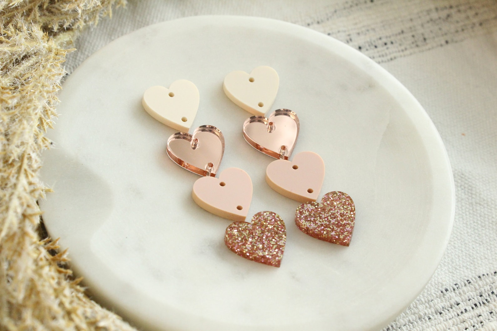 Valentines Blush Heart Stack Acrylic Earring Blanks Earring - Etsy