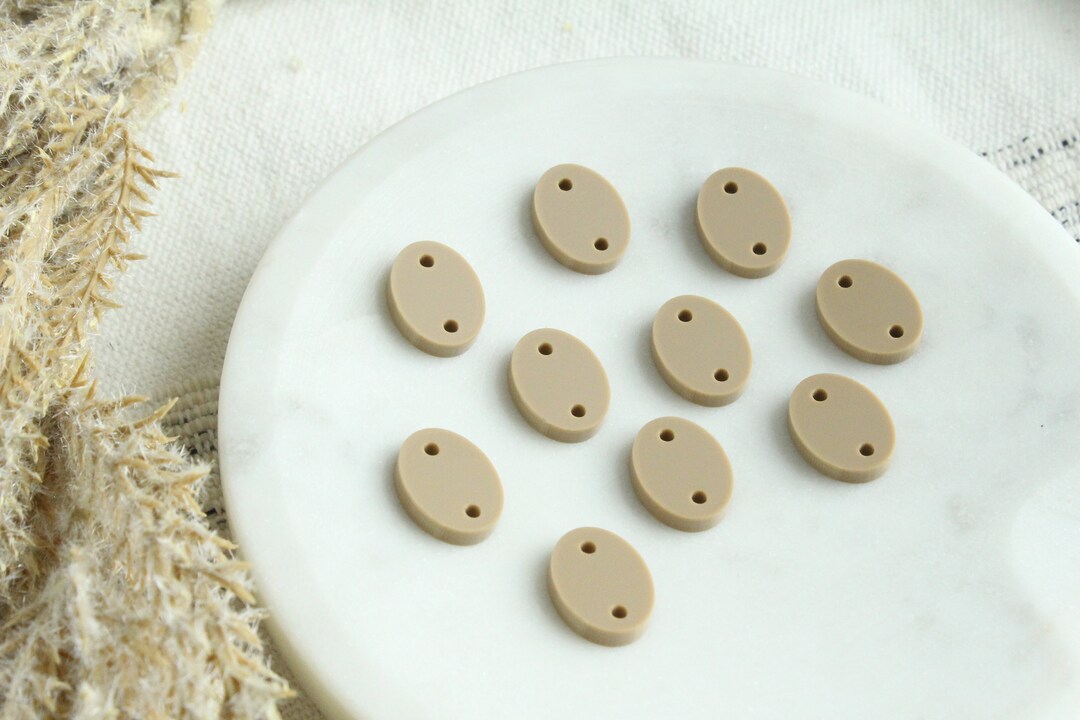 Oval Acrylic Connector Pieces 10 Pieces 5 Pairs Matte Beige Acrylic ...