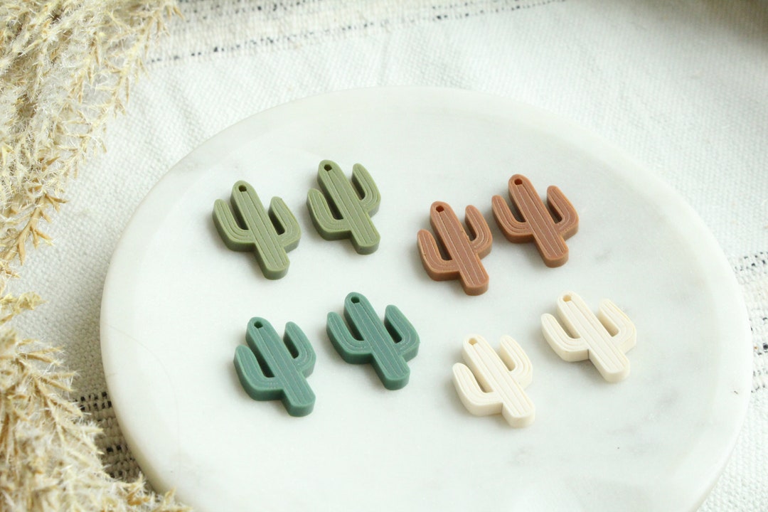 Mini Engraved Cactus Acrylic Charms Cactus Desert Boho Resin Charms ...
