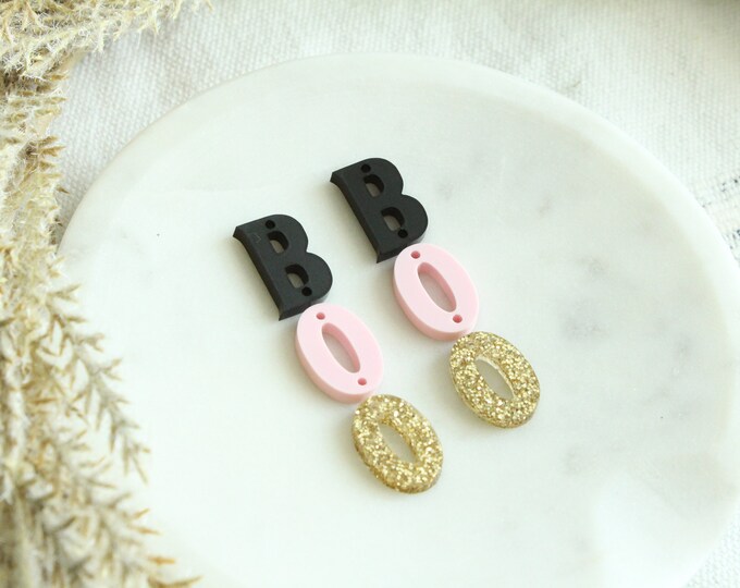 BOO Halloween Black Glitter Gold and Pink Acrylic Blank Pieces DIY ...