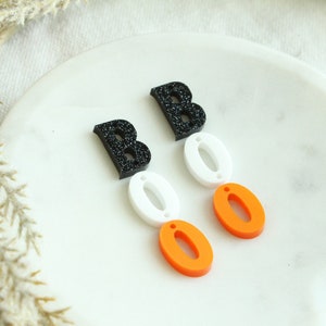 BOO Halloween Black Glitter and Metallic Orange Acrylic Blank Pieces ...