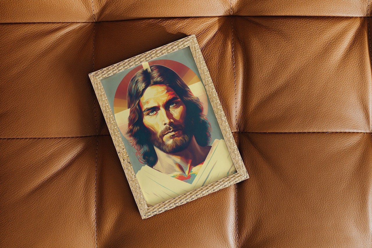 Jesus Christ Retro Mid Century Modern Christian Catholic Wall Art ...