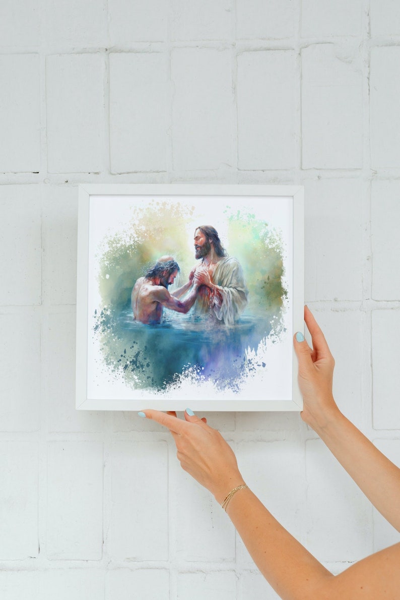 The Baptism of Jesus - Boho Watercolor Painting - Christ & Water Series ...