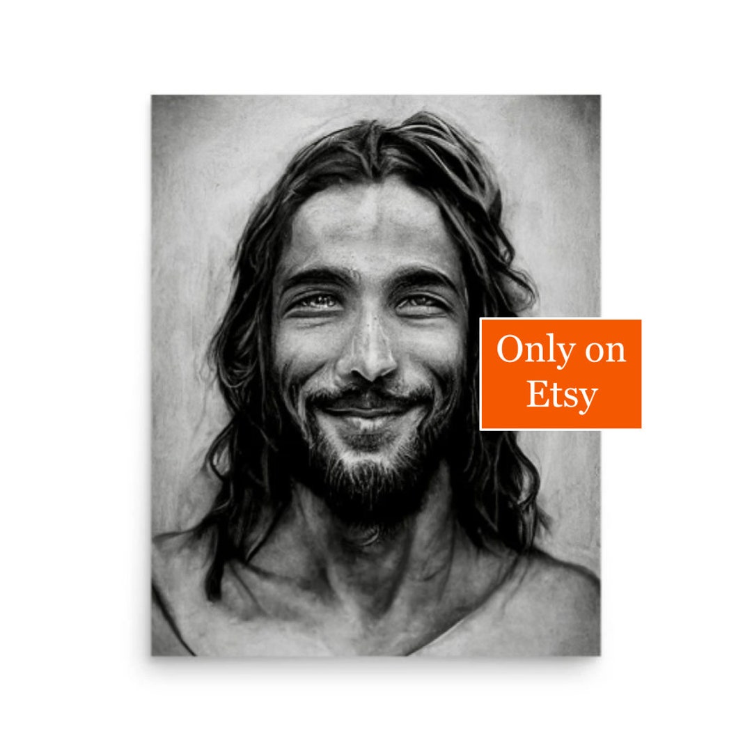 Jesus - Hyperrealistic Illustration - Bible Sketch - Digital Print ...