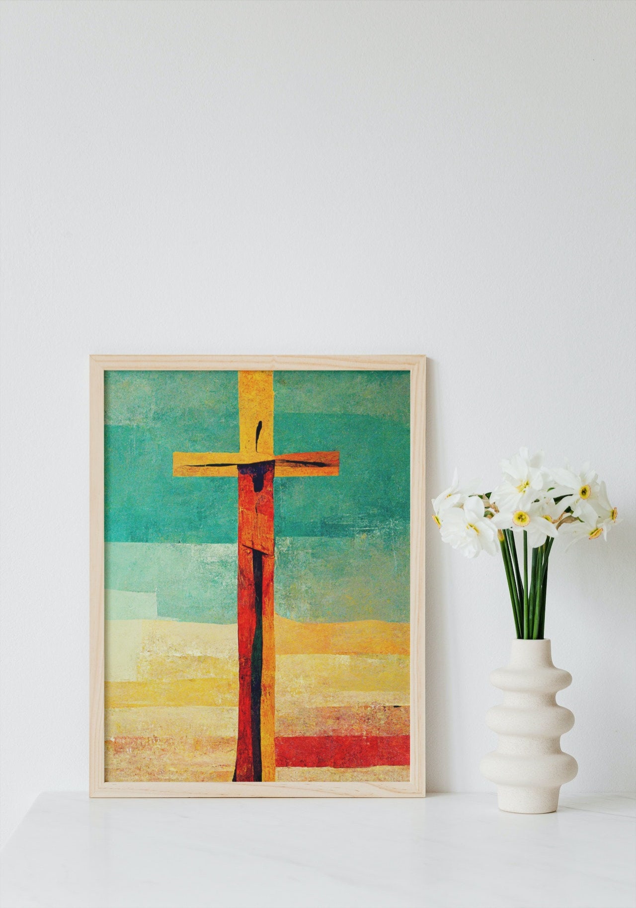 The Cross of Christ Christian Catholic Boho Minimalism Wall Art Digital ...