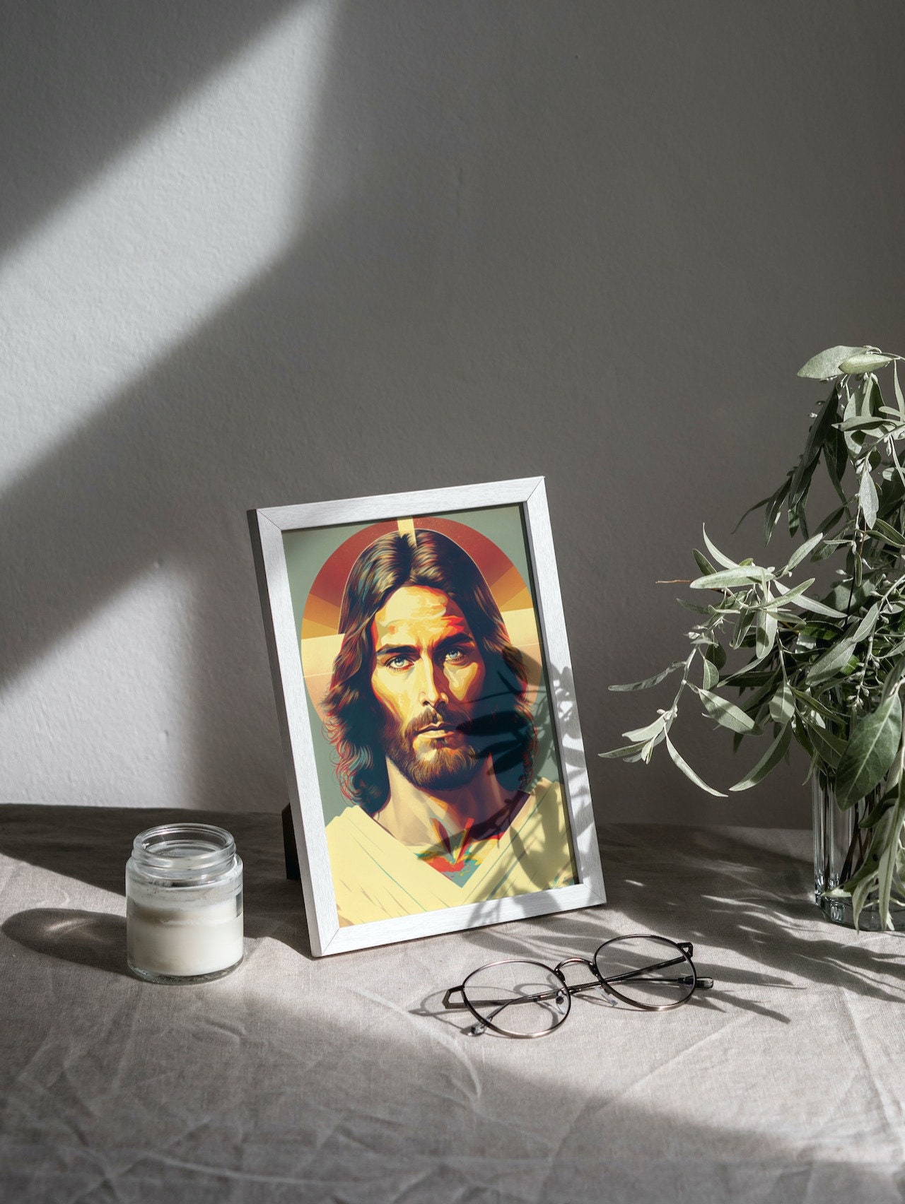 Jesus Christ Retro Mid Century Modern Christian Catholic Wall Art ...