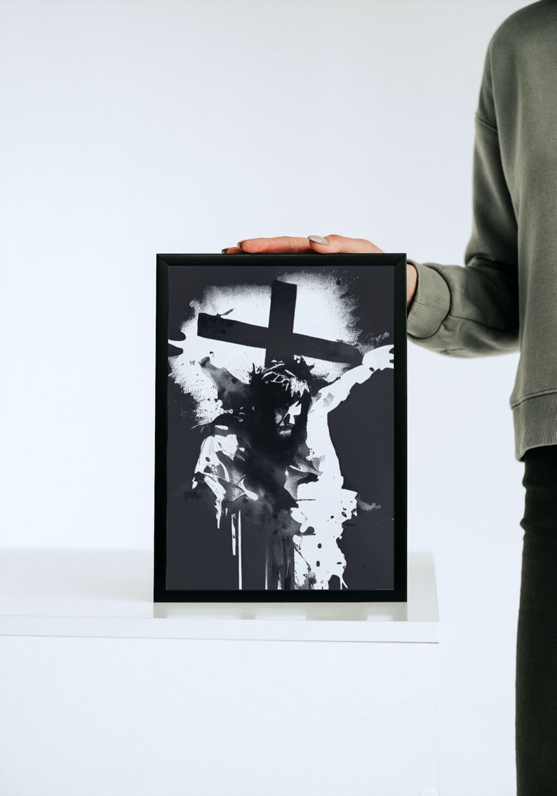 The Crucifixion of Jesus Christ Ink Art Christian Catholic Wall Art ...