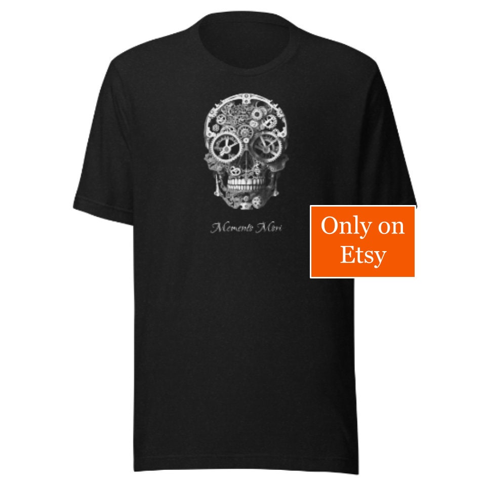 Memento Mori Clock Skull T Shirt Etsy