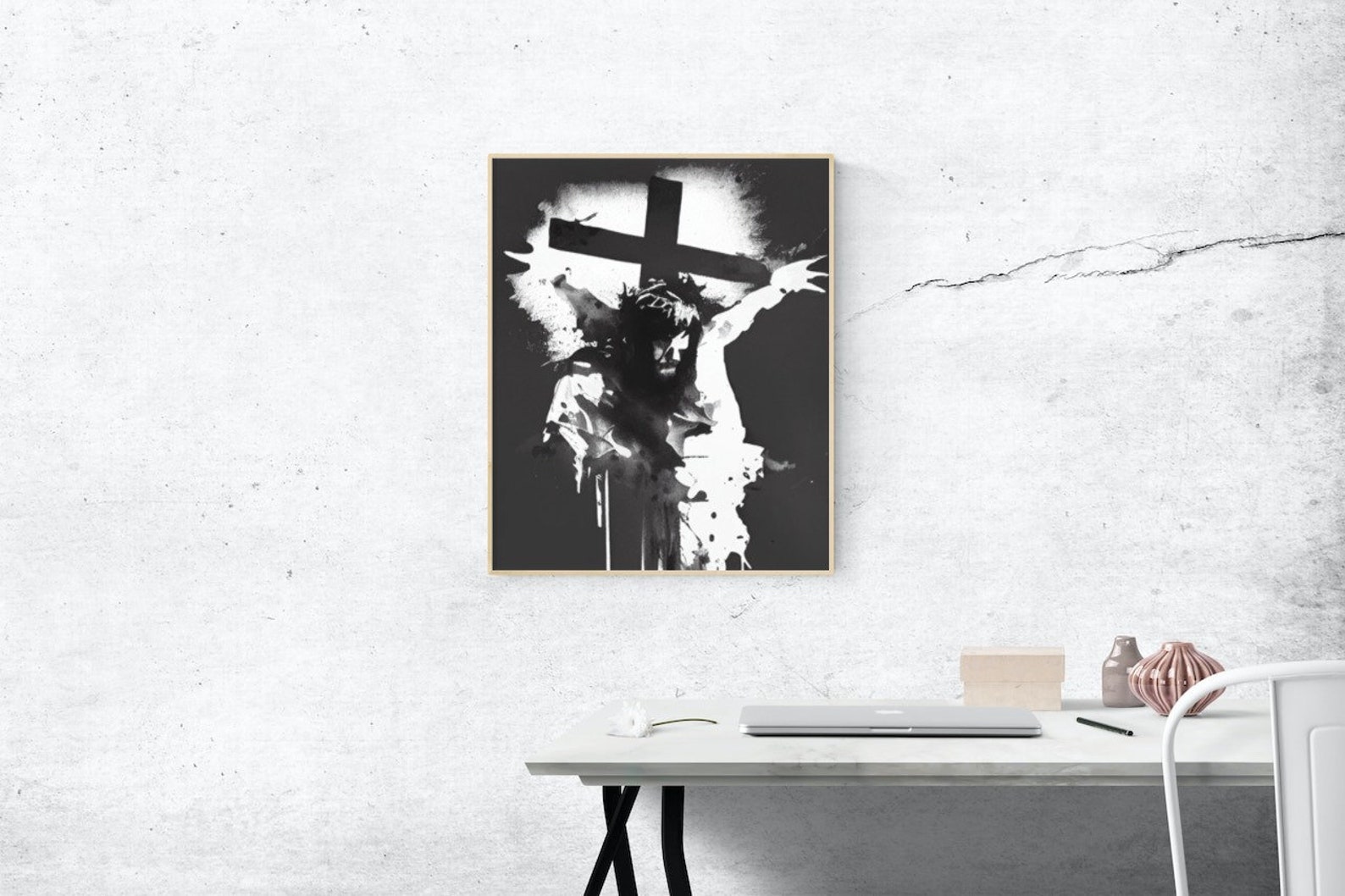 The Crucifixion of Jesus Christ Ink Art Christian Catholic Wall Art ...