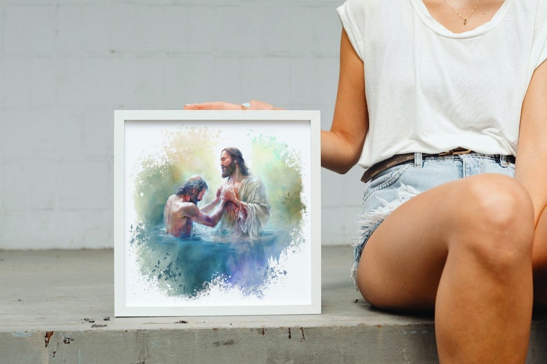 The Baptism of Jesus - Boho Watercolor Painting - Christ & Water Series ...