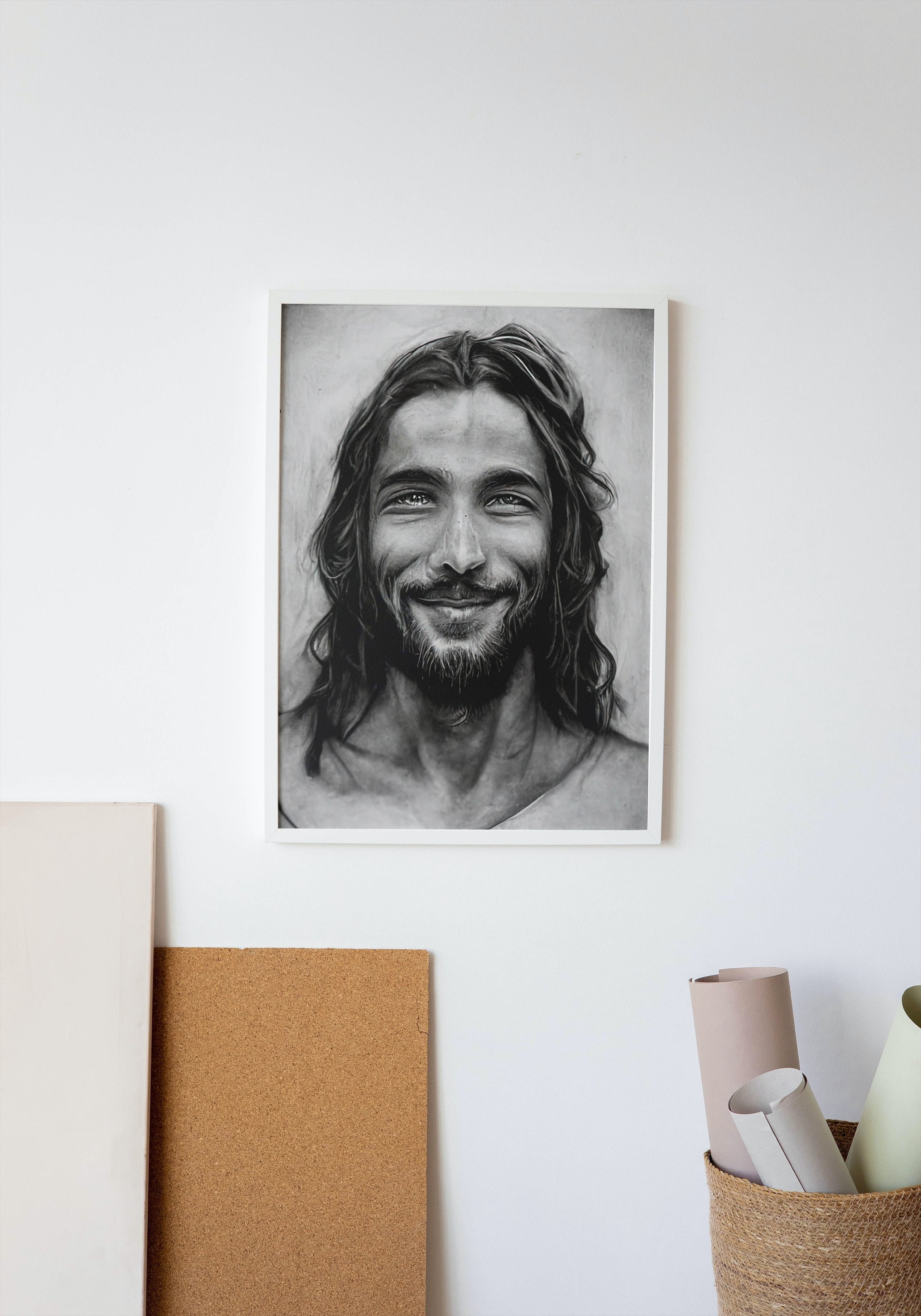 Jesus Hyperrealistic Illustration Bible Sketch Digital Print Christian ...
