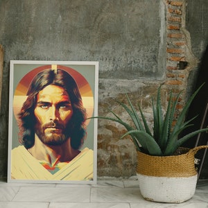 Jesus Christ - Retro - Mid Century Modern Christian Catholic Wall Art ...