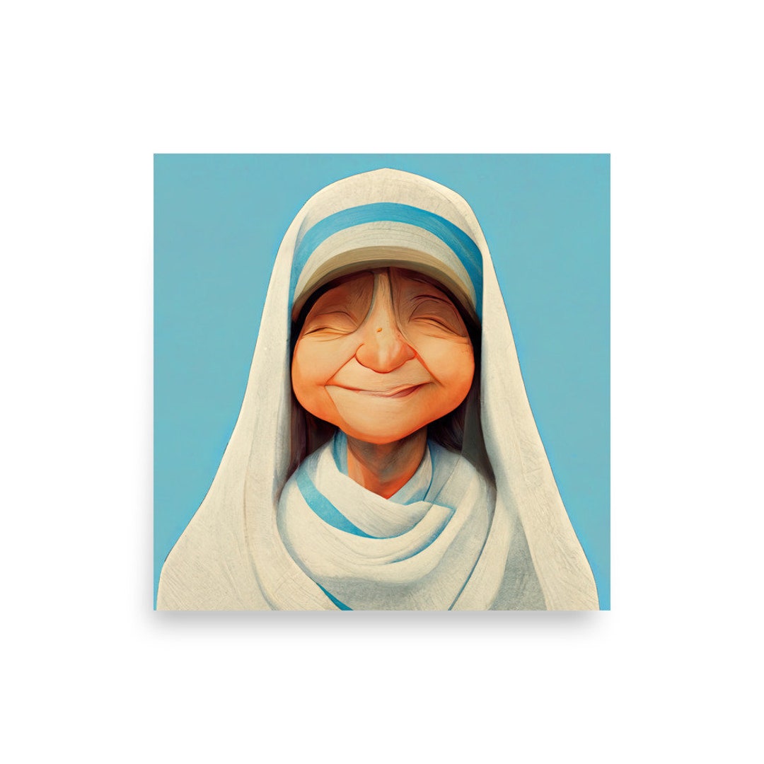 Saint Mother Teresa of Calcutta Cartoon Square Matte Poster - Etsy