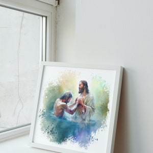 The Baptism of Jesus - Boho Watercolor Painting - Christ & Water Series ...