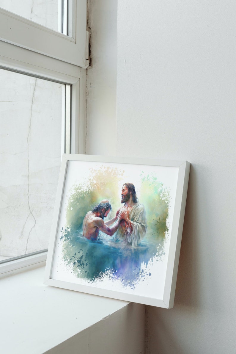 The Baptism of Jesus - Boho Watercolor Painting - Christ & Water Series ...