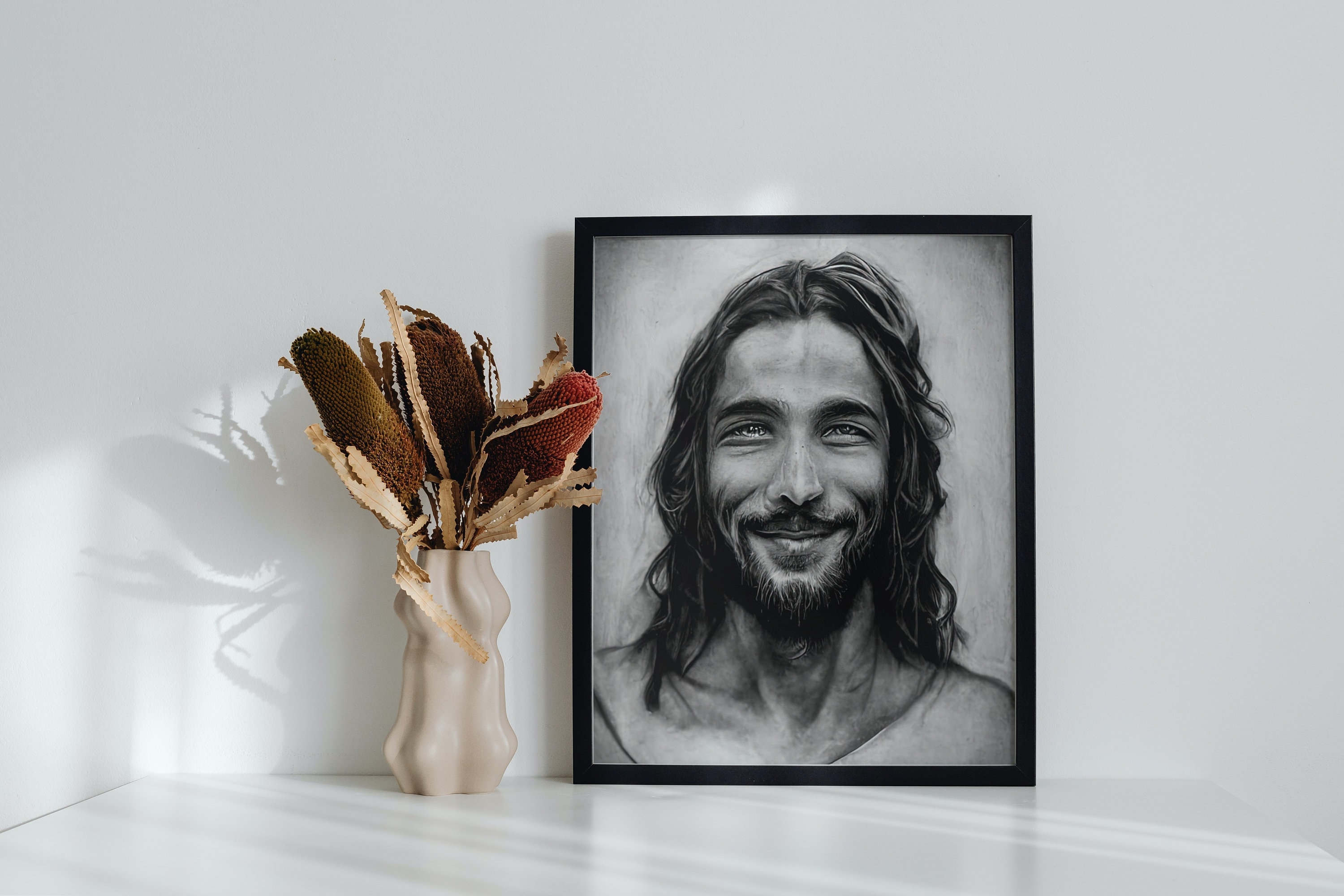 Jesus Hyperrealistic Illustration Bible Sketch Digital Print Christian ...