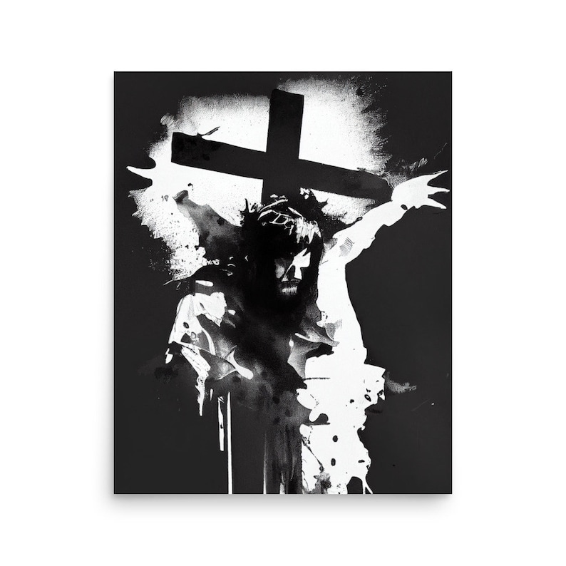 The Crucifixion of Jesus Christ Ink Art Christian Catholic Wall Art Digital Print Printable ...