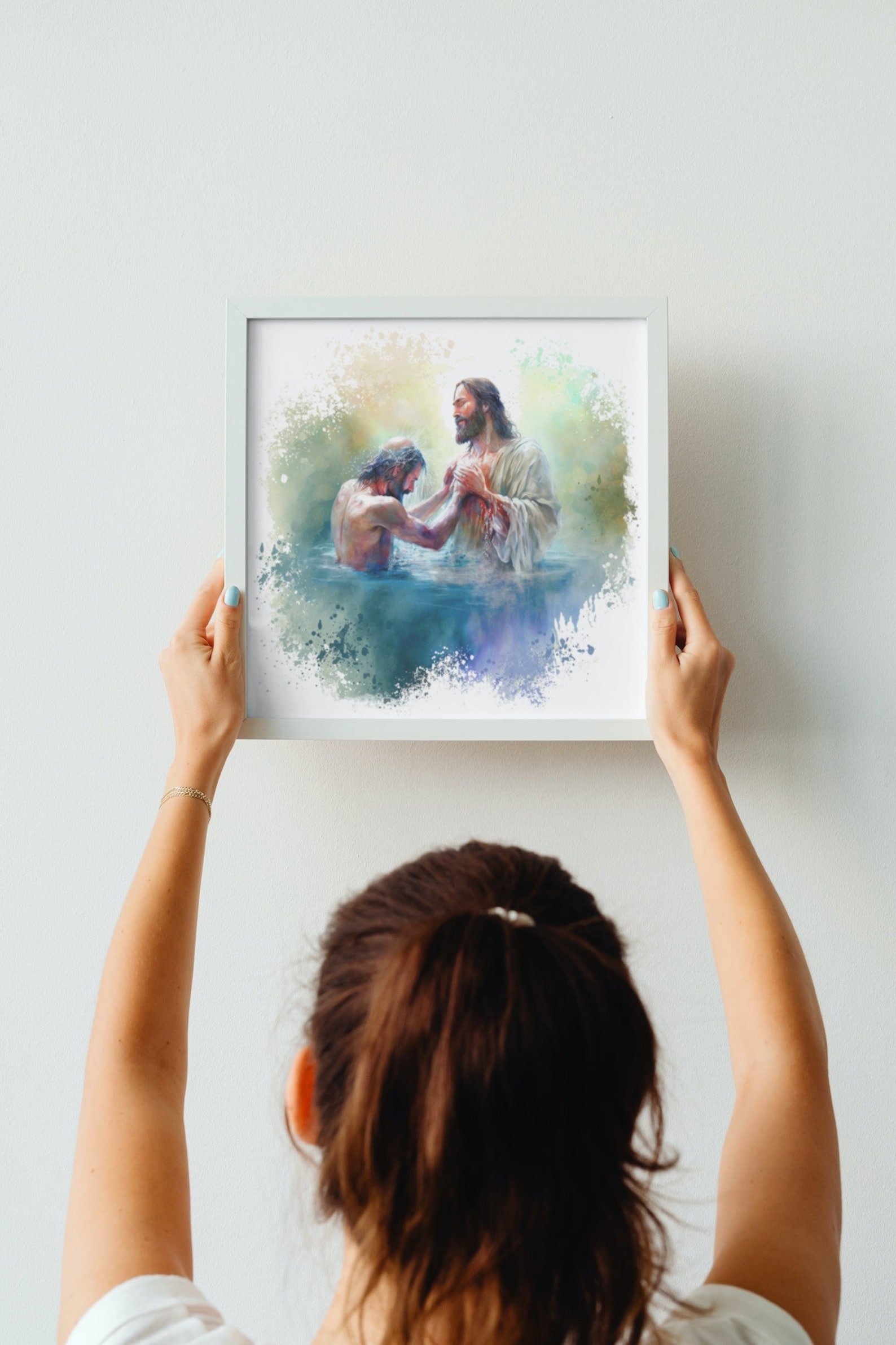 The Baptism of Jesus - Boho Watercolor Painting - Christ & Water Series ...