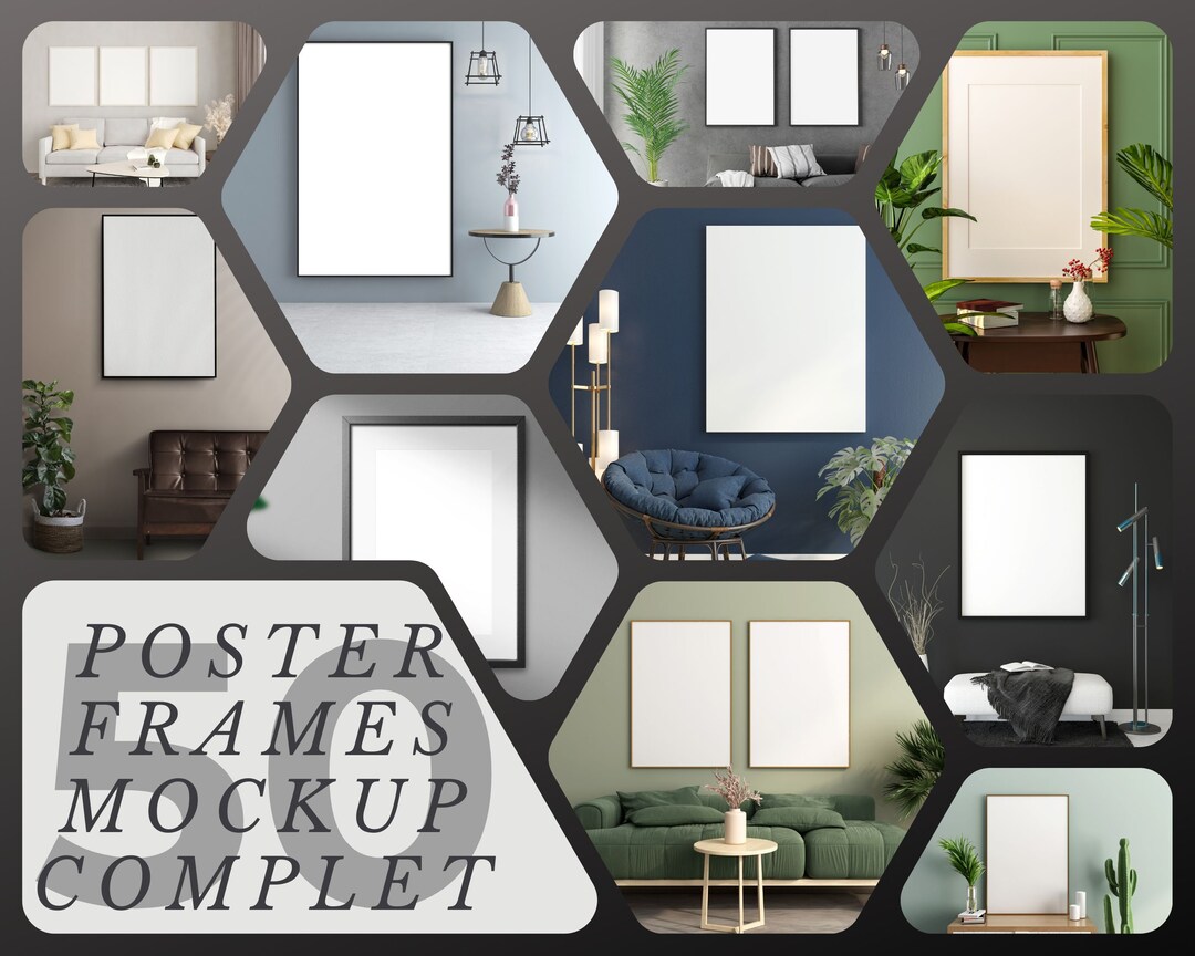 50 Poster Frame Mockups Frame Mock up Bundle Modern Mock up Photograph ...