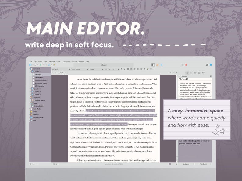 Lavender Cream Scrivener Theme for Windows (light Mode) | Soft Purple ...