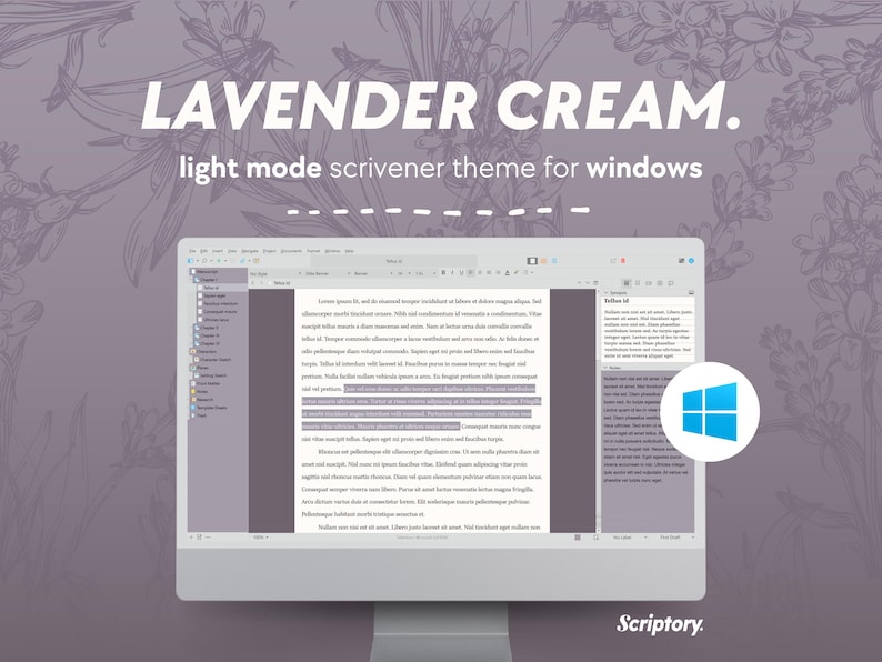Lavender Cream Scrivener Theme | Soft Aesthetic Writing (windows ...