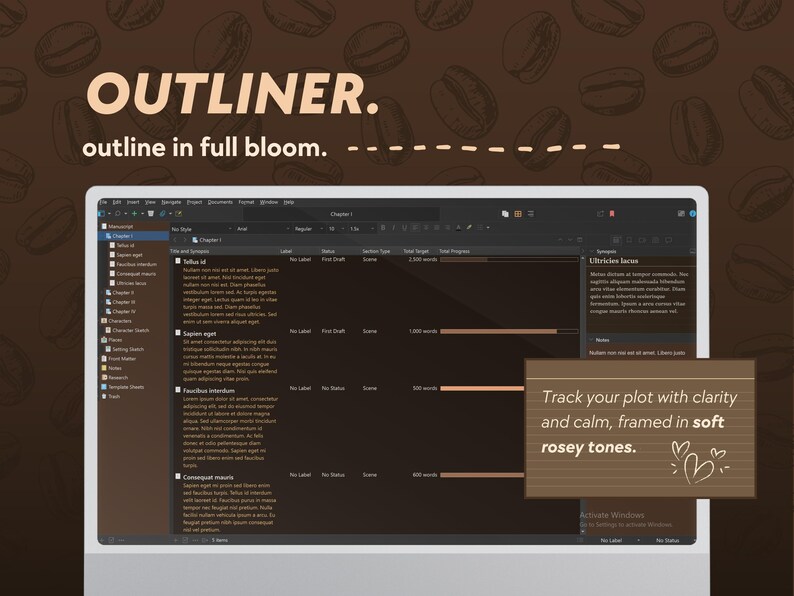 Dark Mocha Scrivener Theme for Windows (dark Mode) | Aesthetic Writing ...