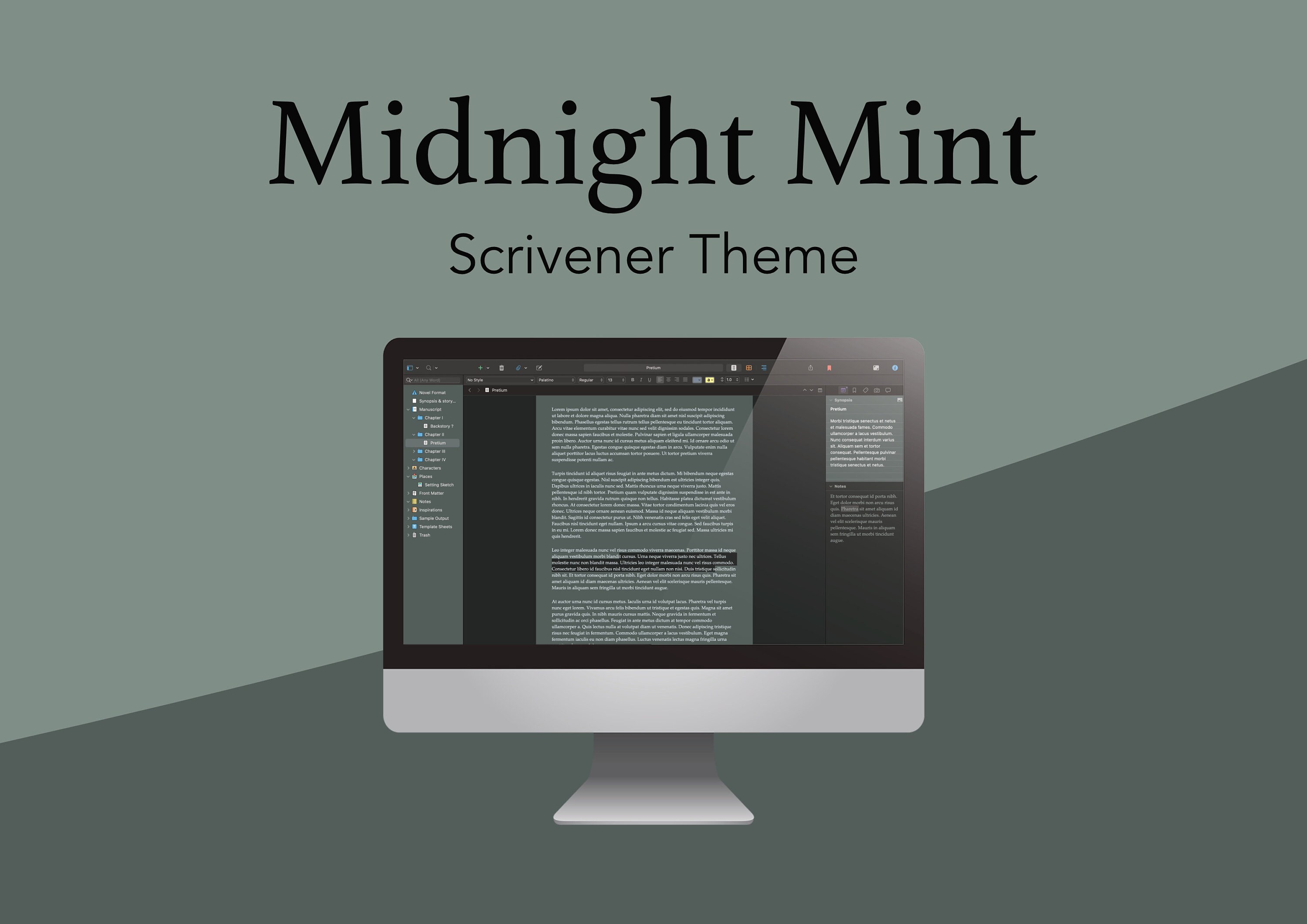 Midnight Mint Scrivener Theme dark Mode - Etsy