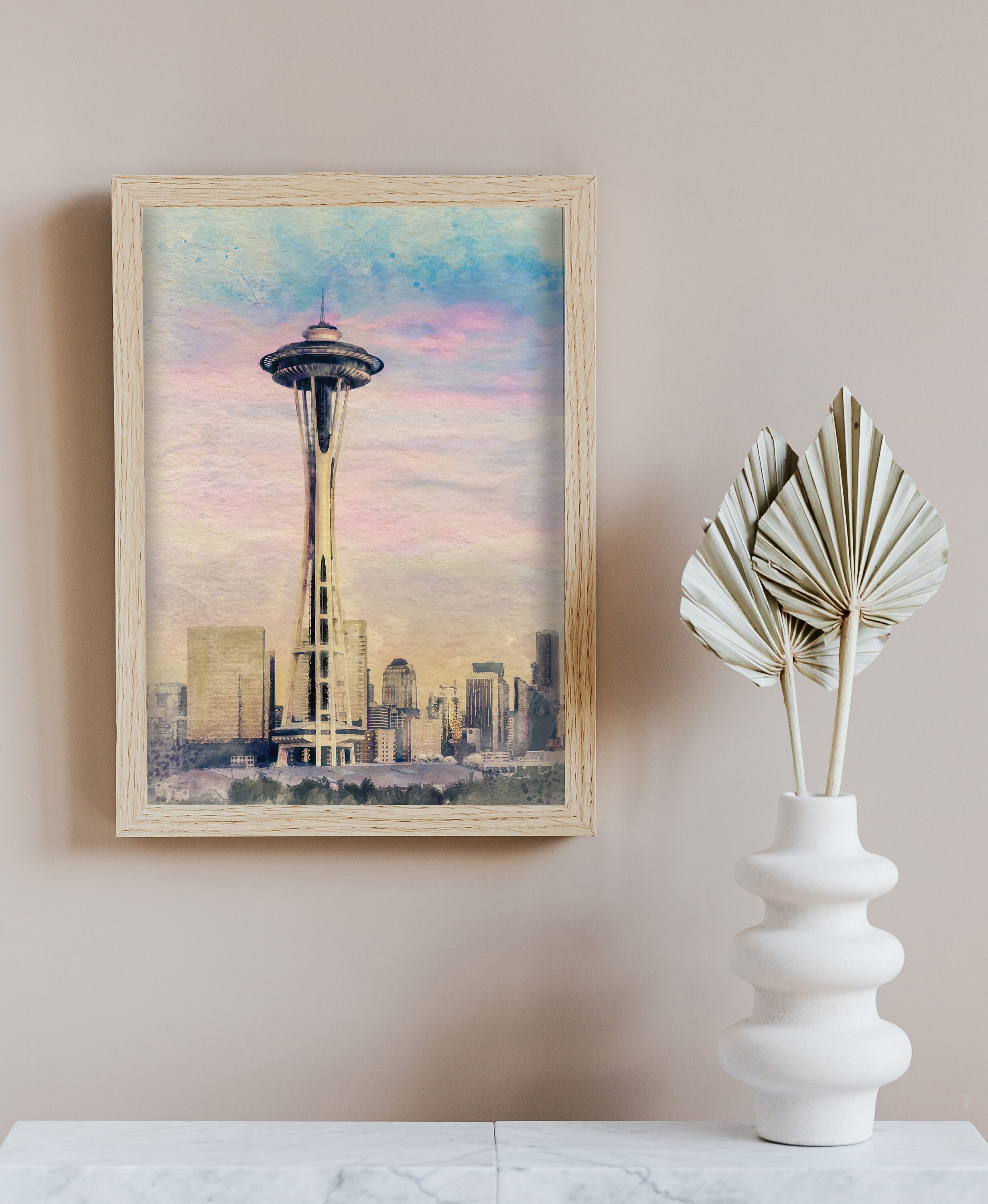 Seattle Space Needle Digital Painting, Seattle Art, Digital Print ...