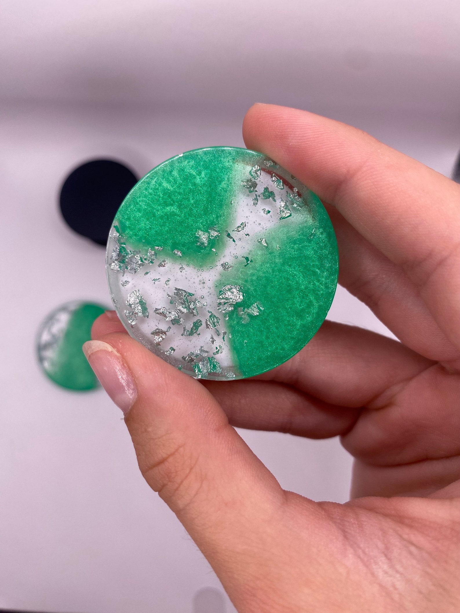 Green and Silver Flake Phone Grip - Etsy